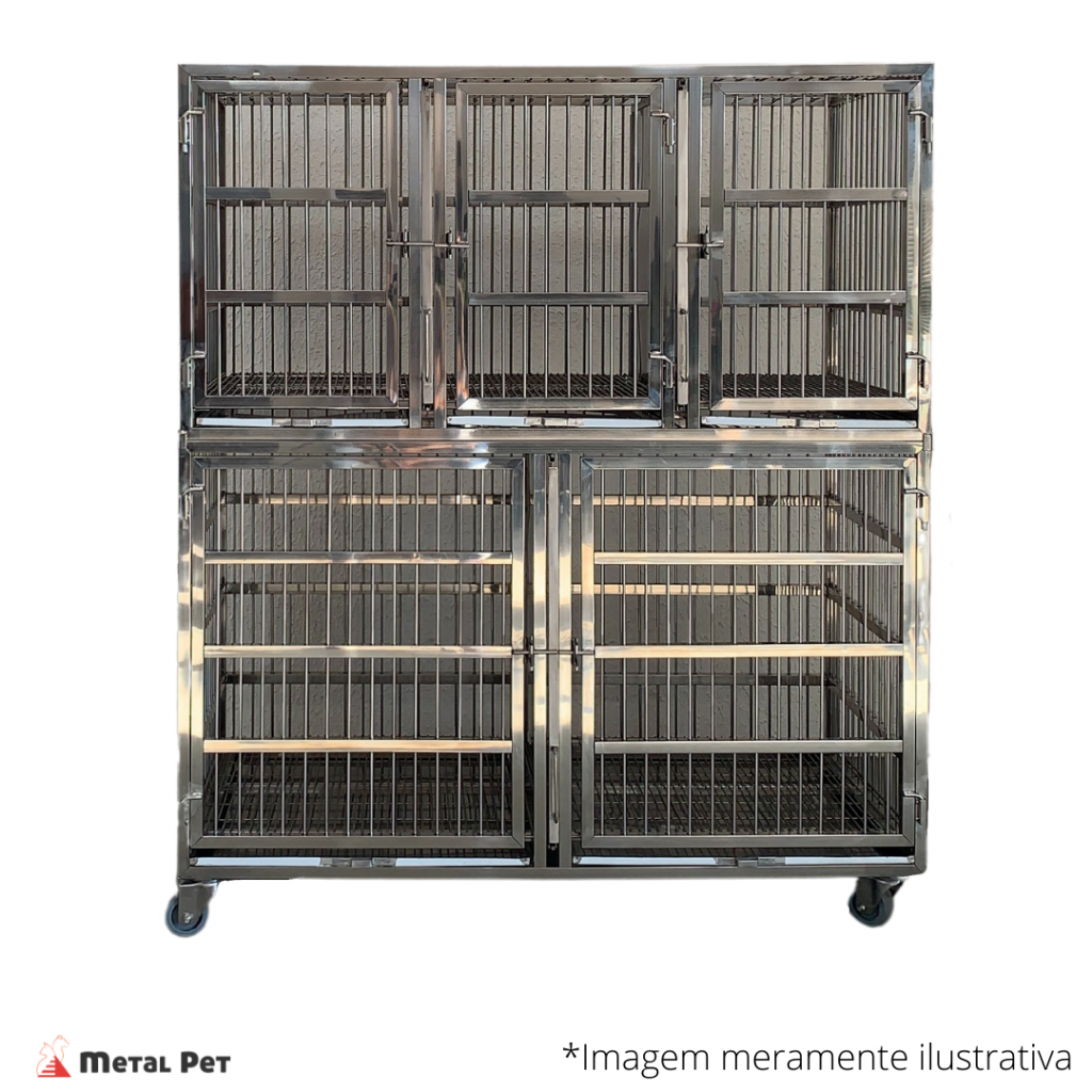 Canil INOX 5 Lugares ARAMADO - Metal Pet